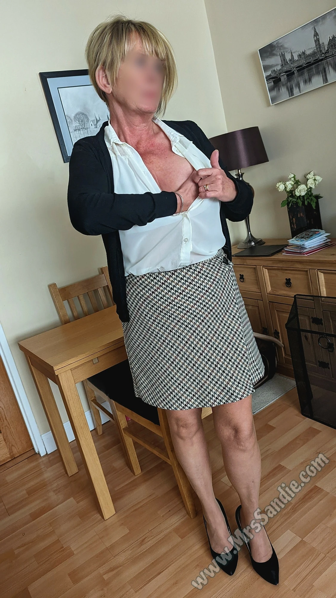 Ready For Work In Skirt Blouse Pantyhose And Heels 5 Pics Xhamster