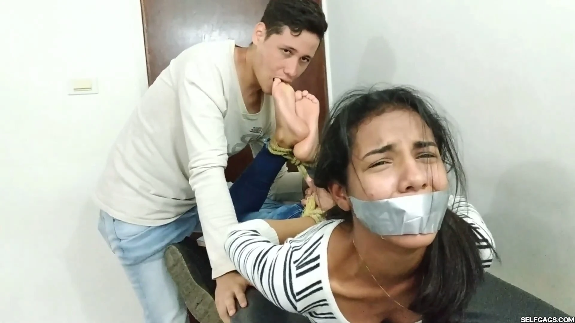 Hogtied Bondage Beauty Has Feet Whipped And Worshipped 20 Pics